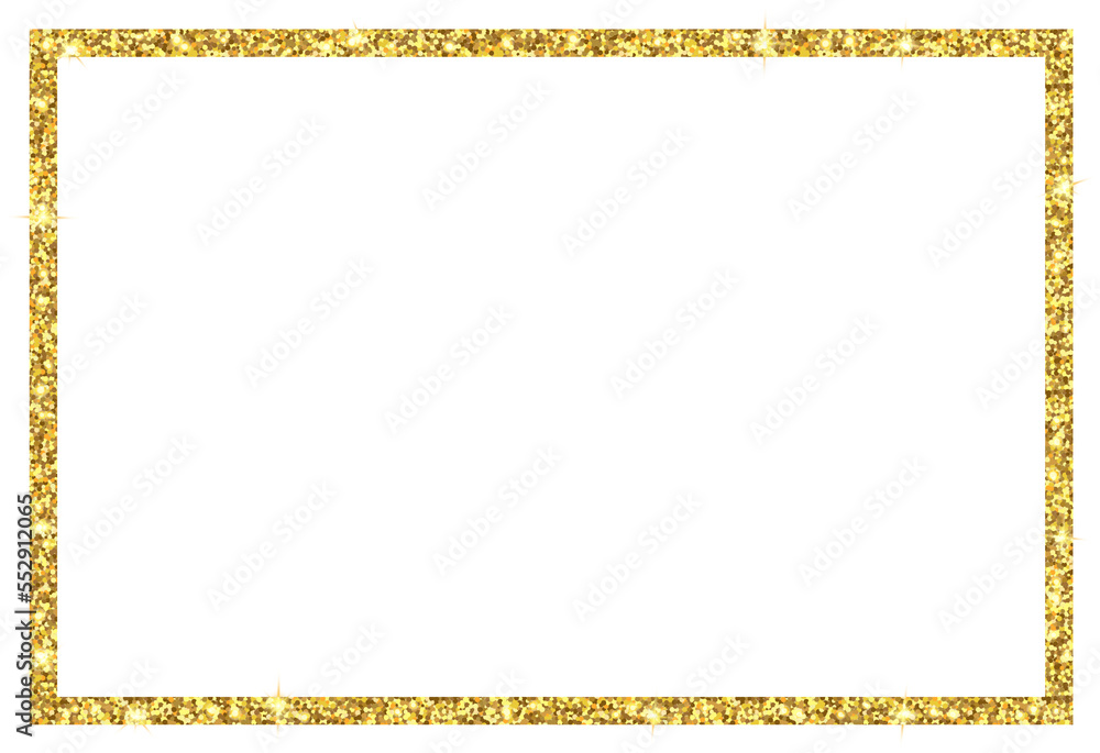 rectangle gold glitter frame isolated on transparent background ...