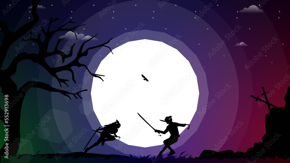 samurai anime wallpaper. samurai battle background with anime style ...