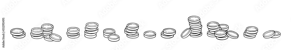 Coins pile as a symbol of wealth and luxary. Sketch of coins stack ...