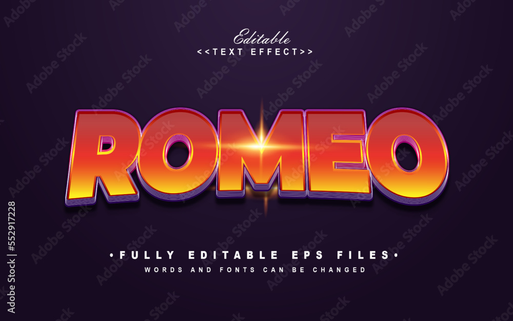 Poster editable 3d romeo text effect.logo text.typhography logo – Wall ...