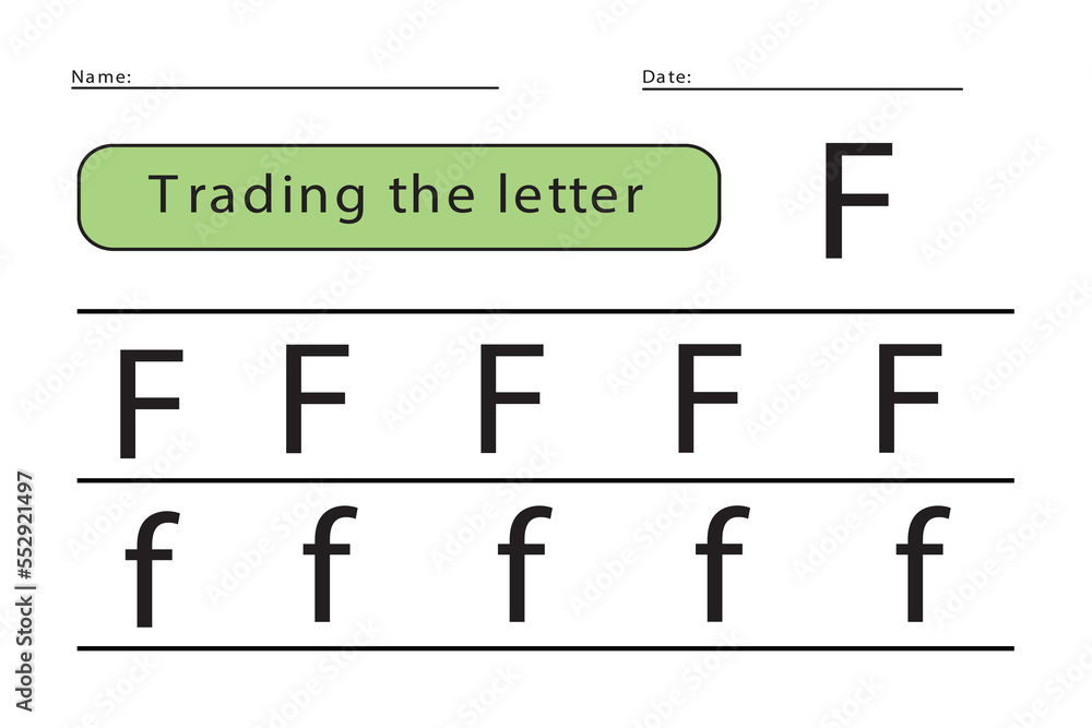 Trace letters of the English alphabet. Uppercase and lowercase letter F ...