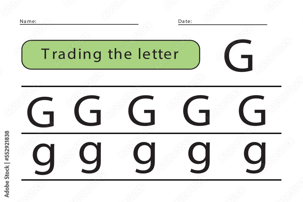 Trace letters of the English alphabet. Uppercase and lowercase letter G ...