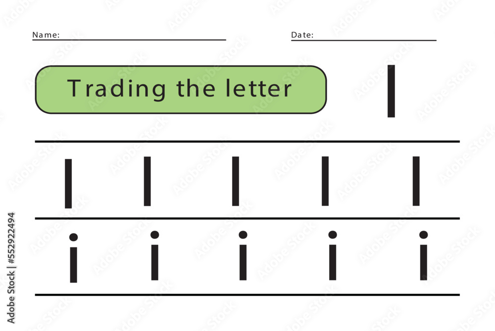 Trace letters of the English alphabet. Uppercase and lowercase letter I ...