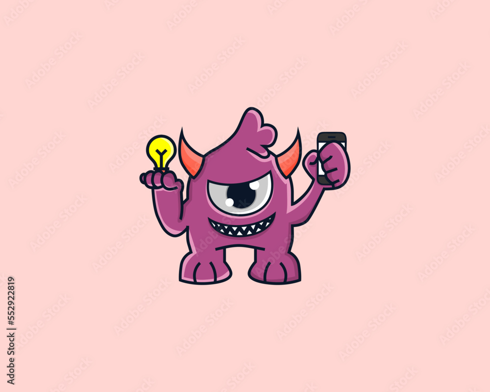 genius monster phone mascot logo cartoon for company and industry Stock ...