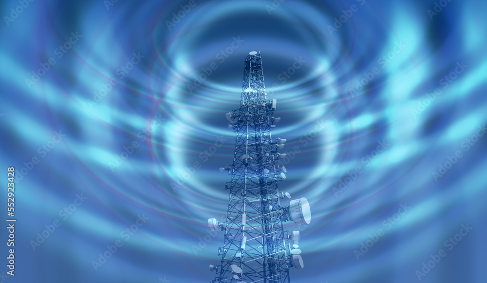 Antenna tower of telecommunication and Phone base station with TV and ...