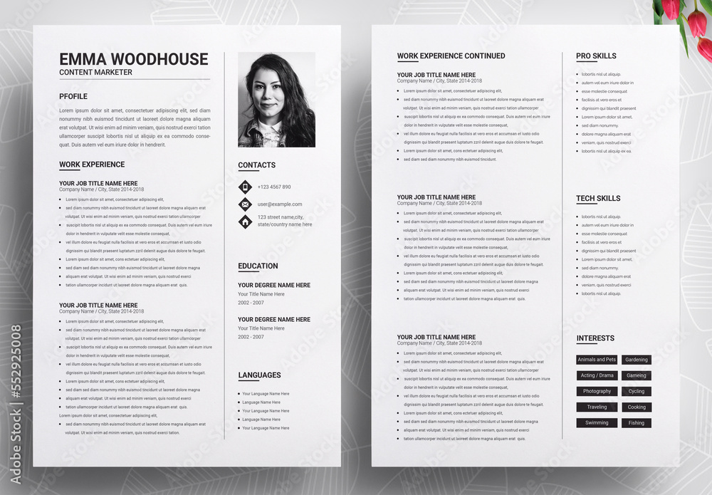 Resume Template Design Layout Stock Template | Adobe Stock