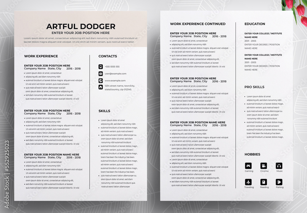Resume Template, Cv Professional or Designer Jobs Resumes Stock ...