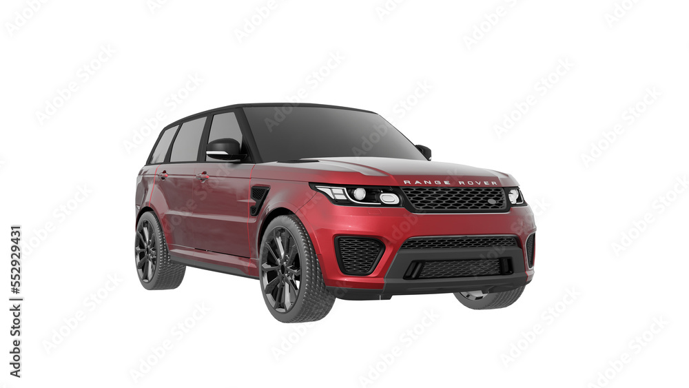 RED car isolated on white, RANGE ROVER png transparent background 3d ...