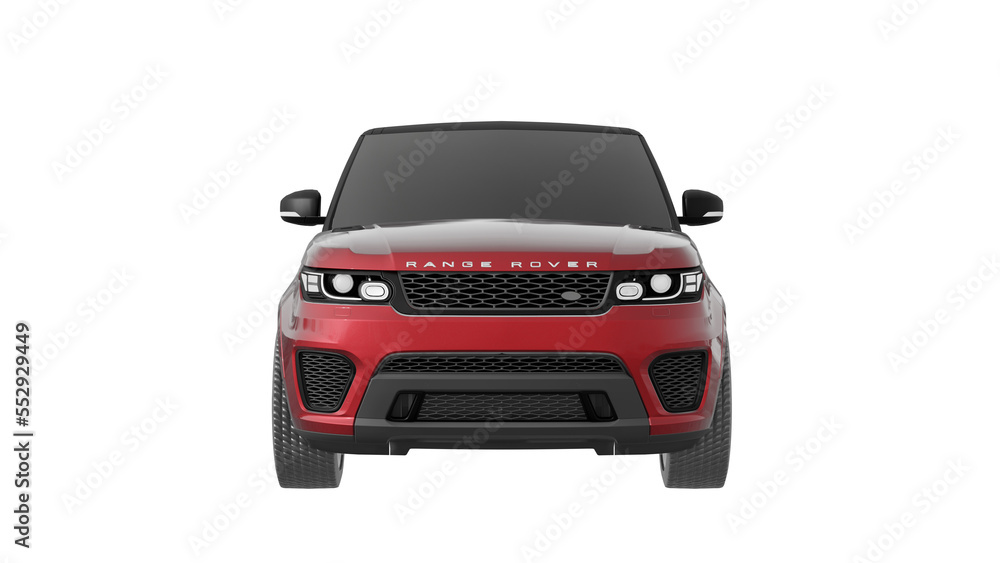 RED car isolated on white, RANGE ROVER png transparent background 3d ...