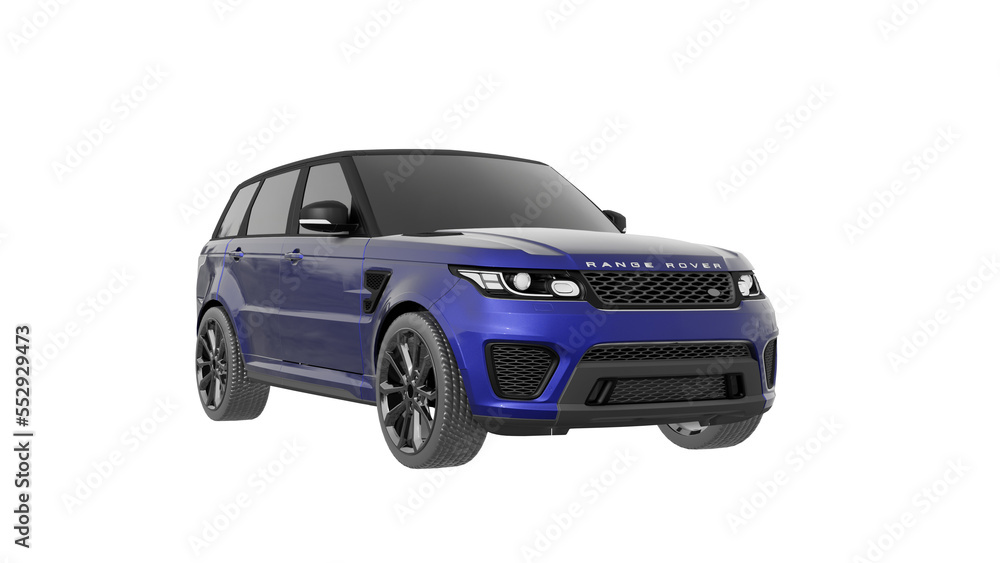 BLUE car isolated on white, RANGE ROVER png transparent background 3d ...