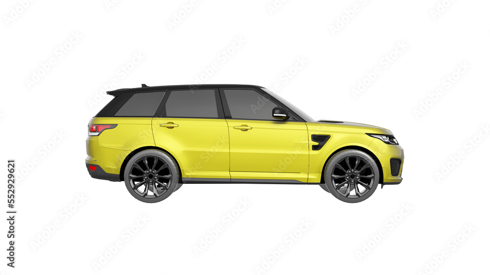 YELLOW car isolated on white, RANGE ROVER png transparent background 3d ...