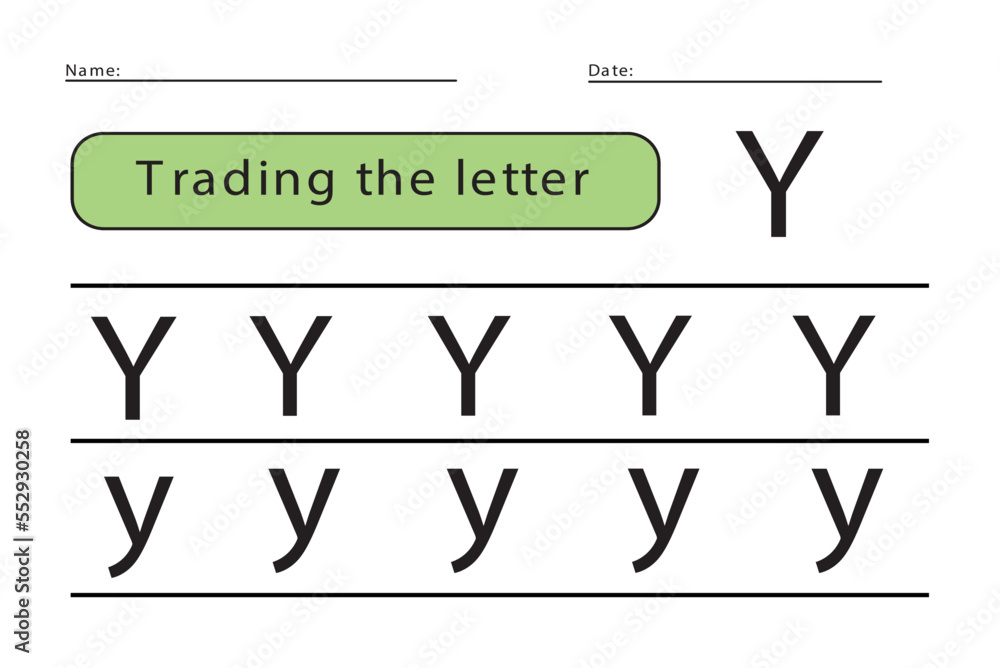 Trace letters of the English alphabet. Uppercase and lowercase letter Y ...