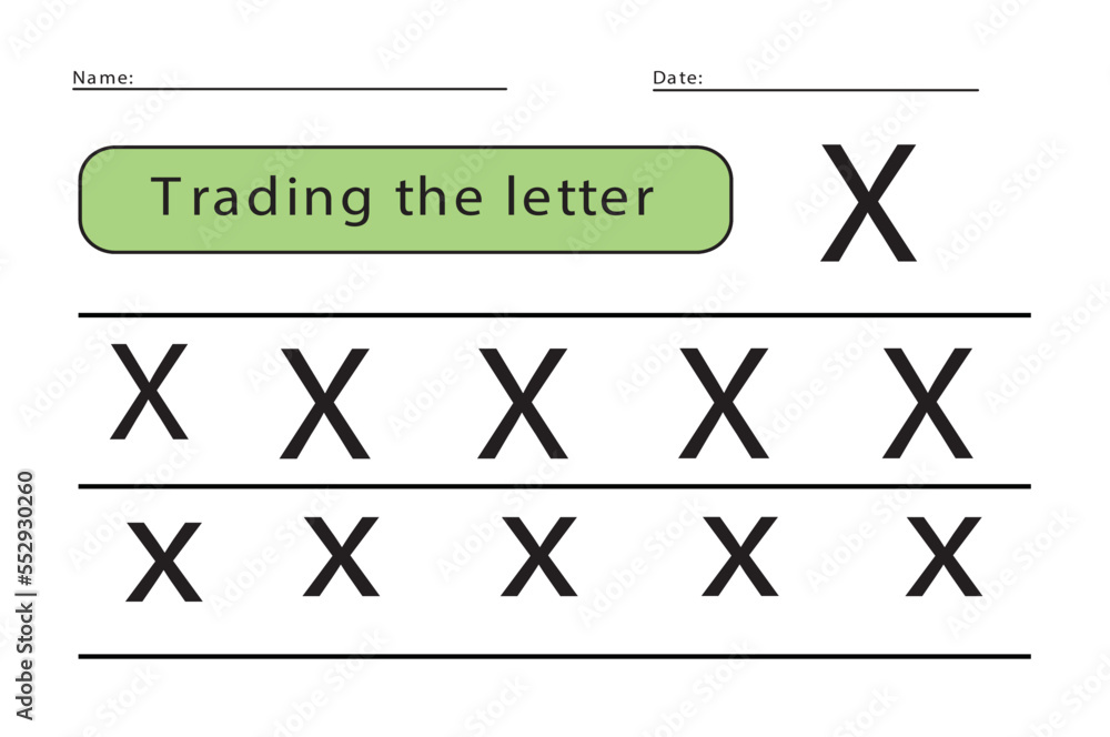 Trace letters of the English alphabet. Uppercase and lowercase letter X ...