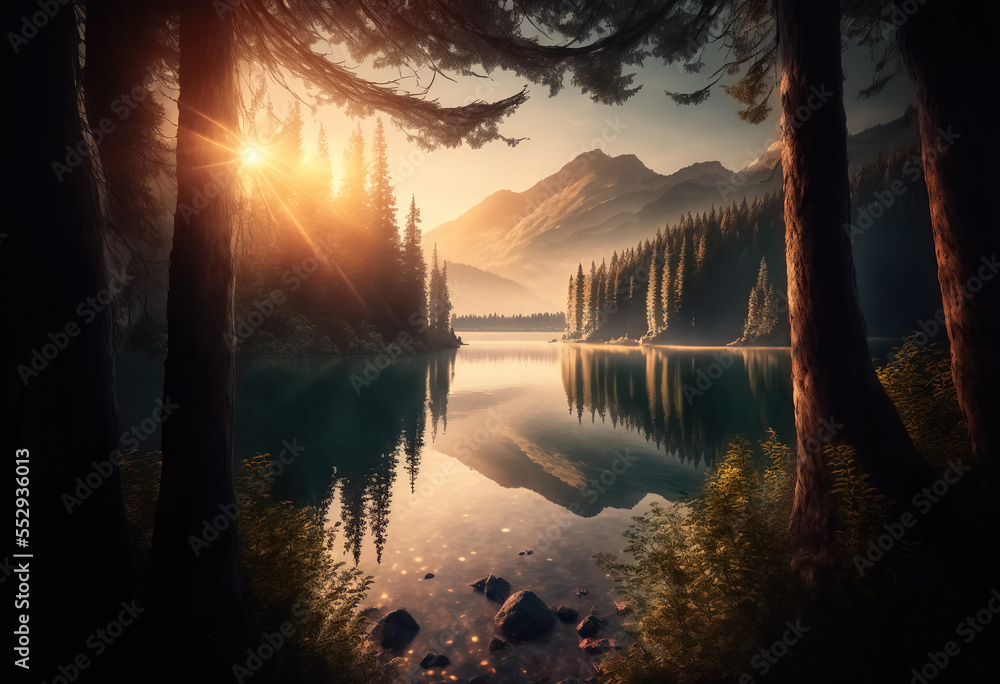 Generative AI. Sunset No.10 Stock Illustration | Adobe Stock