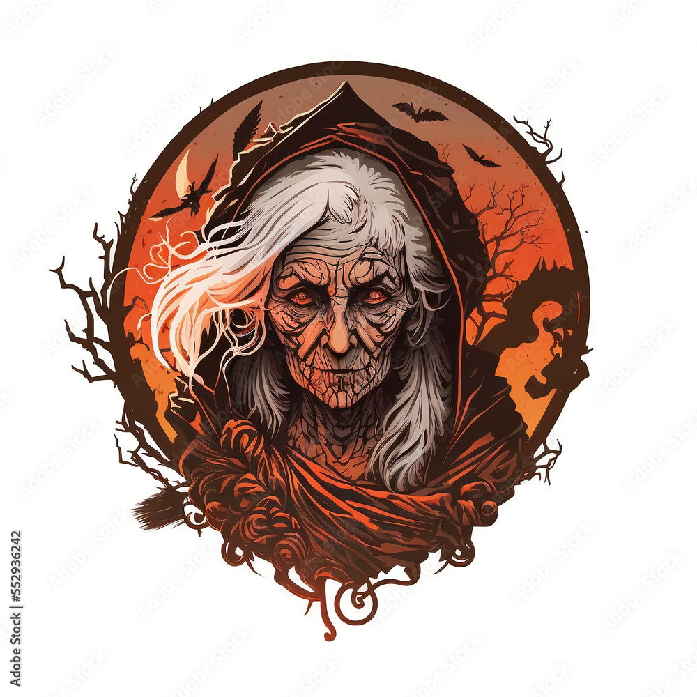 Old witch vector for design or logo. Created with Generative AI ...