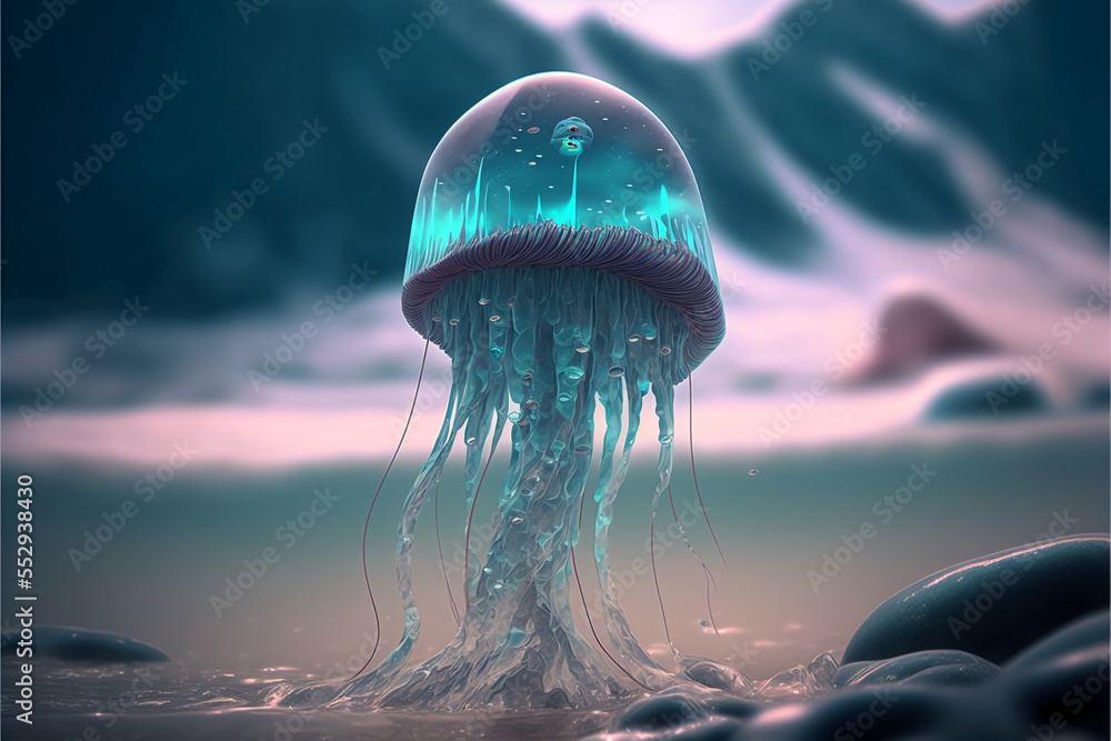 Jellyfish alien on another planet. Alien life or space exploration ...