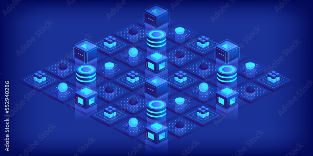 Abstract digital geometric tech elements. Digital data concept with ...