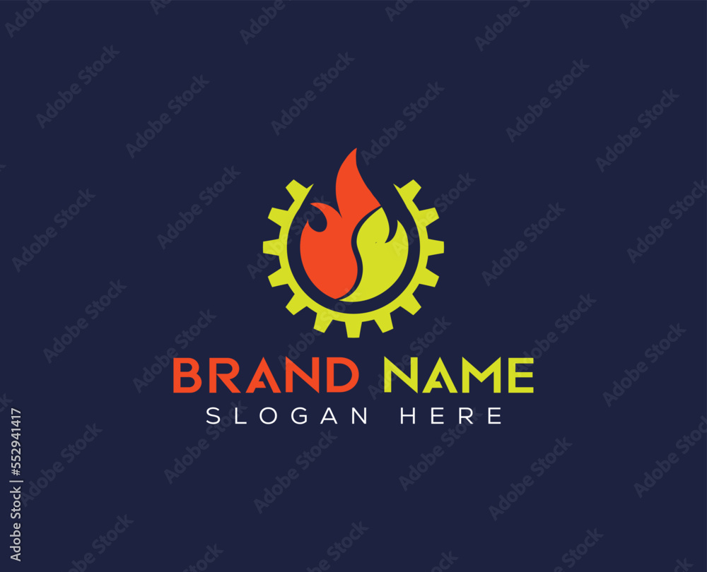 Fire gear logo designs fire industry logo vector Stock Vector | Adobe Stock