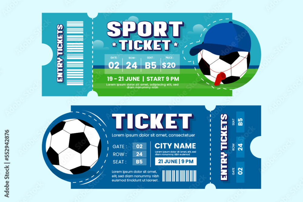 Football tournament sport event ticket design template simple and ...