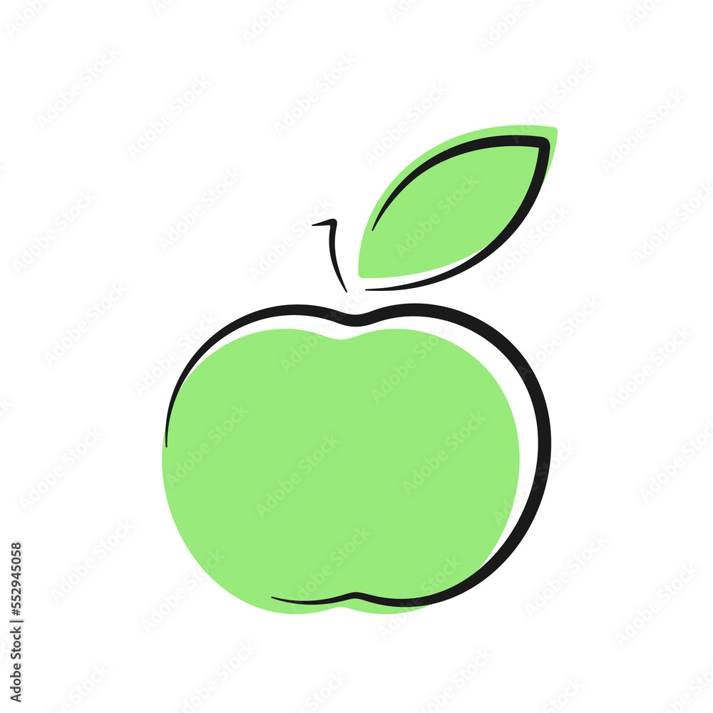 Apple doodle drawing. Hand drawn element isolated on white background ...