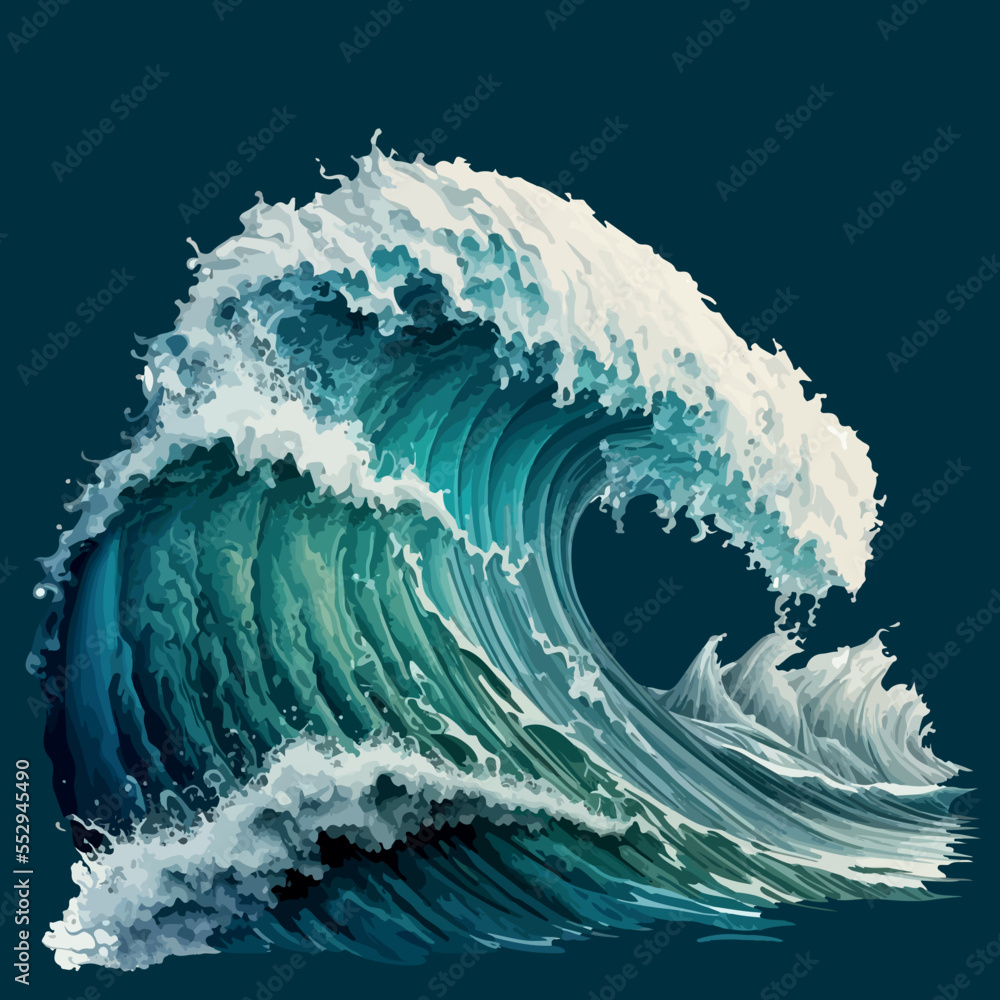Stormy sea wave with foam. Vector illustration Stock Vector | Adobe Stock