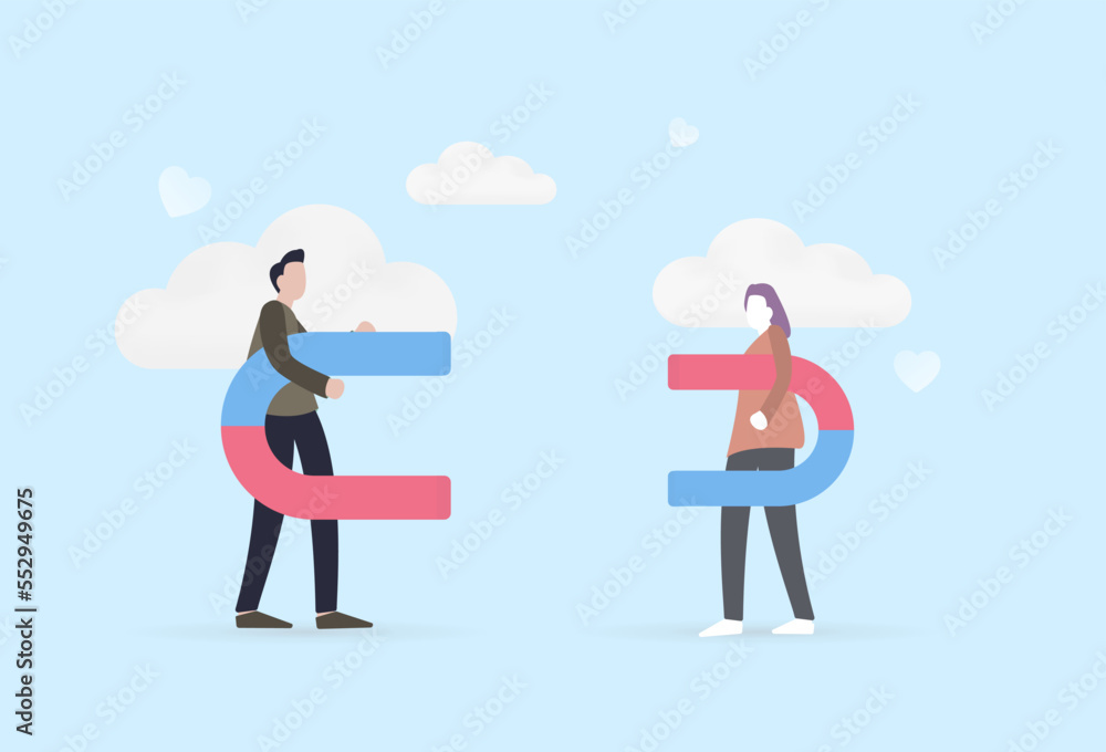 Man and woman attraction concept metaphor. Tension between people ...