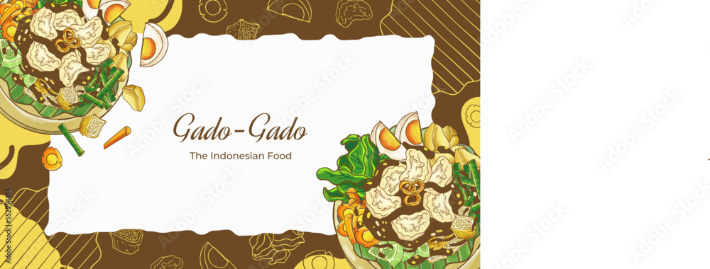 Hand Drawn Gado-Gado Indonesian Food Background Stock Vector | Adobe Stock