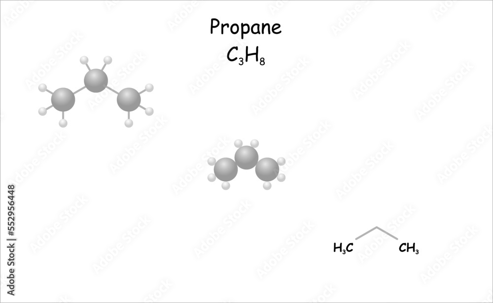Stylized 2d molecule model/structural formula of propane. Stock Vector ...