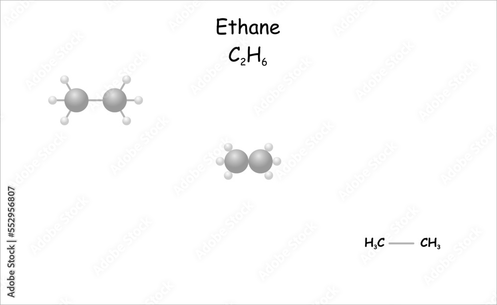 Stylized 2d molecule model/structural formula of ethane. Stock Vector ...