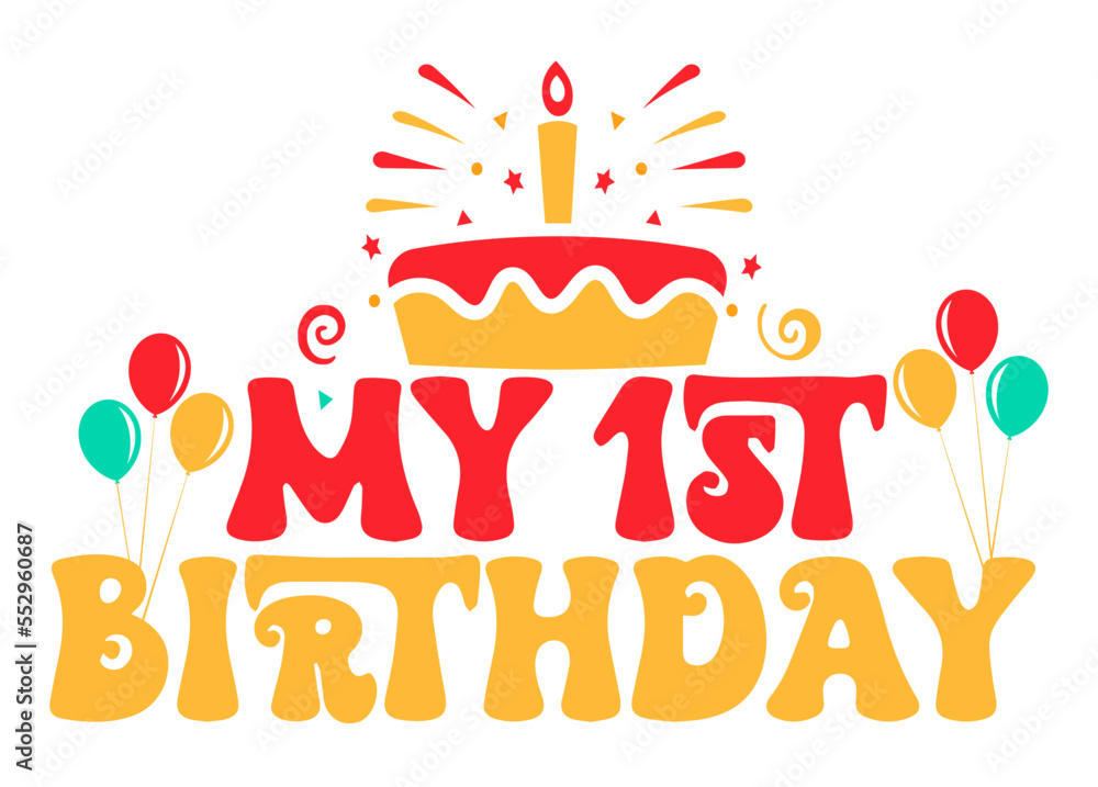 my first birthday cake and candle vector file, ready for tshirt print ...