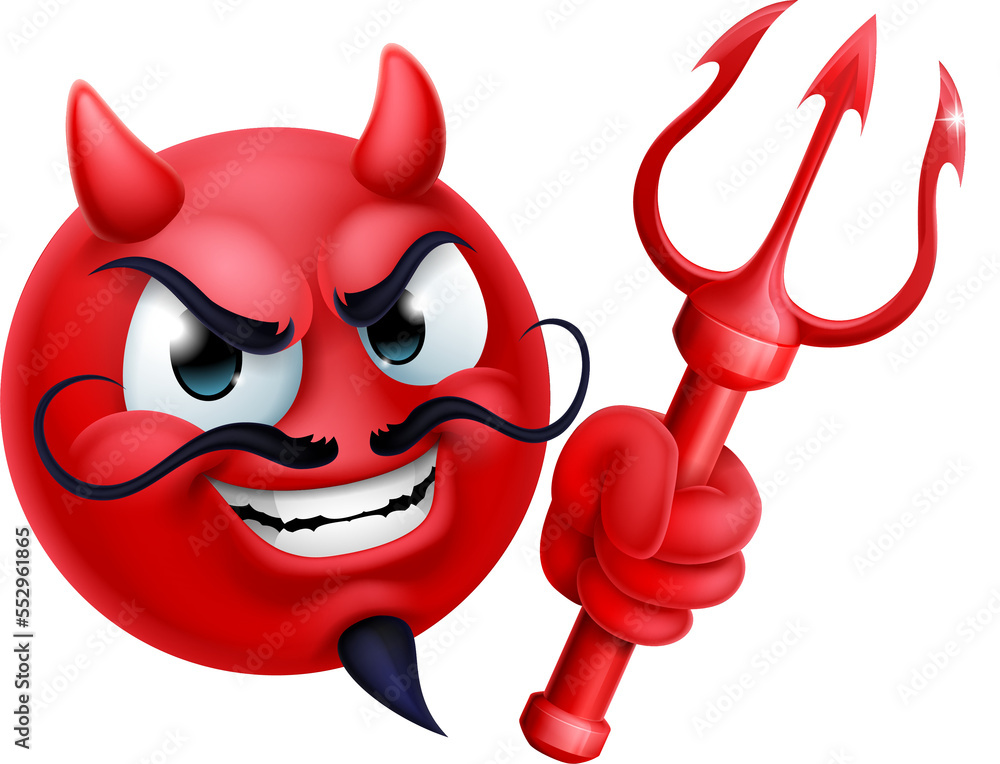 Devil Emoji Emoticon Man Face Cartoon Icon Mascot Stock Illustration ...