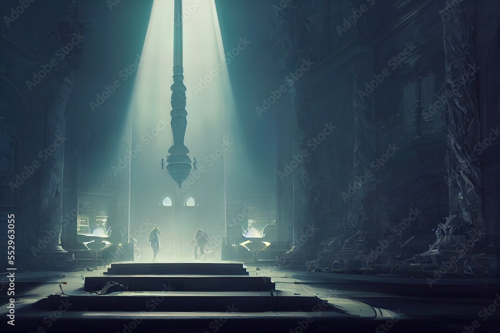 Fantasy Imaginary Landscape with Tower Strange Contraption Invetion ...