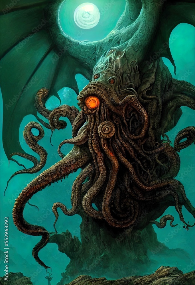 Cthulhu Ancient God Walking Sea Monster with Tentacles - Background for ...