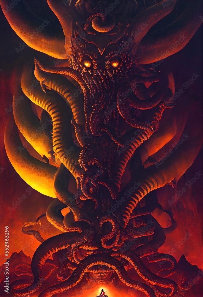 Cthulhu Ancient God Walking Sea Monster with Tentacles - Background for ...