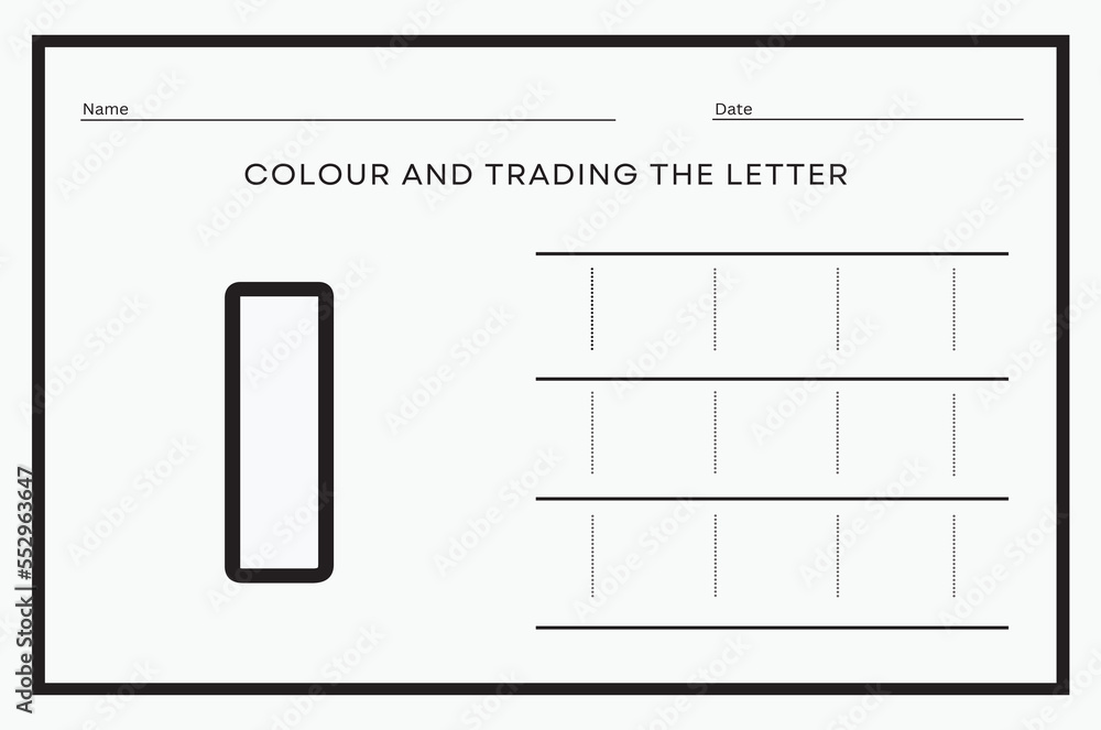 Alphabet Tracing Worksheet Writing letter I. illustrator vector Stock ...
