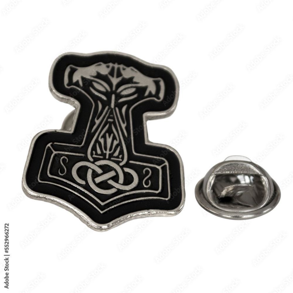 Metal badge, pin. Mjolnir. Accessories and decorations for mtalheads ...