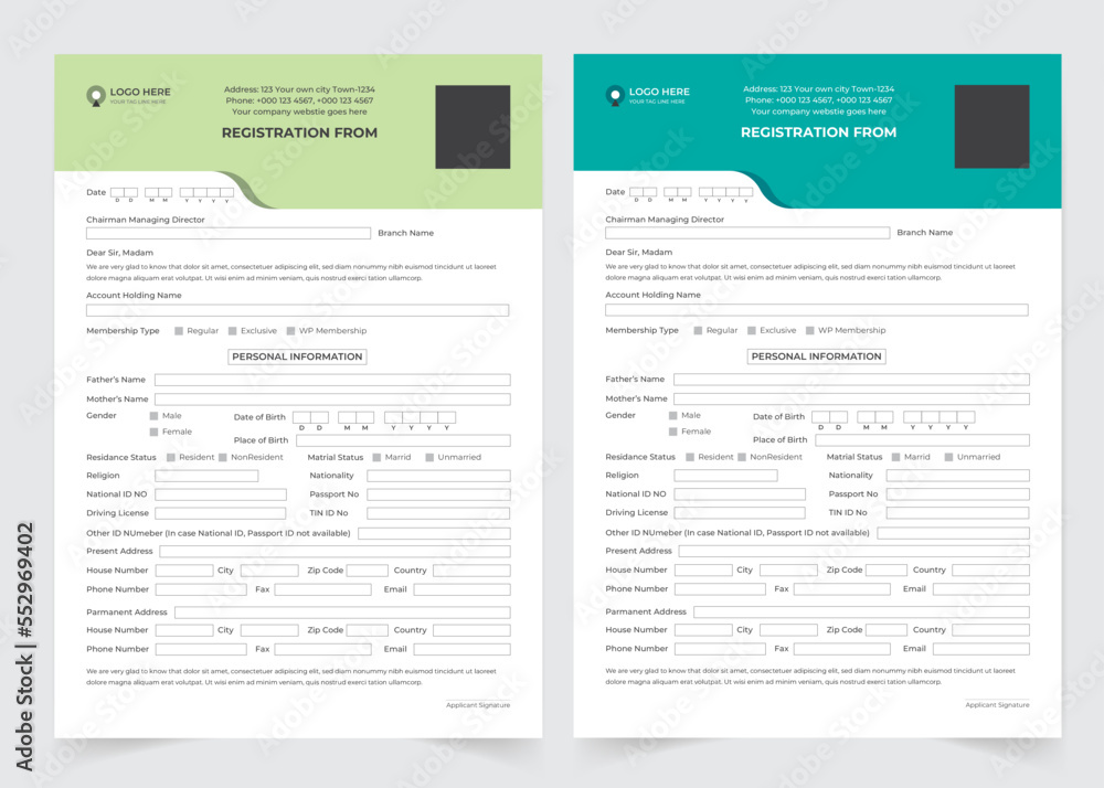 Registration Form Layout 2023 Stock Vector | Adobe Stock