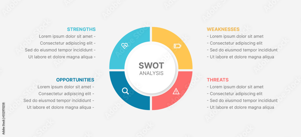 Poster SWOT Analysis, Four Options Steps, Circle Infographic Template ...