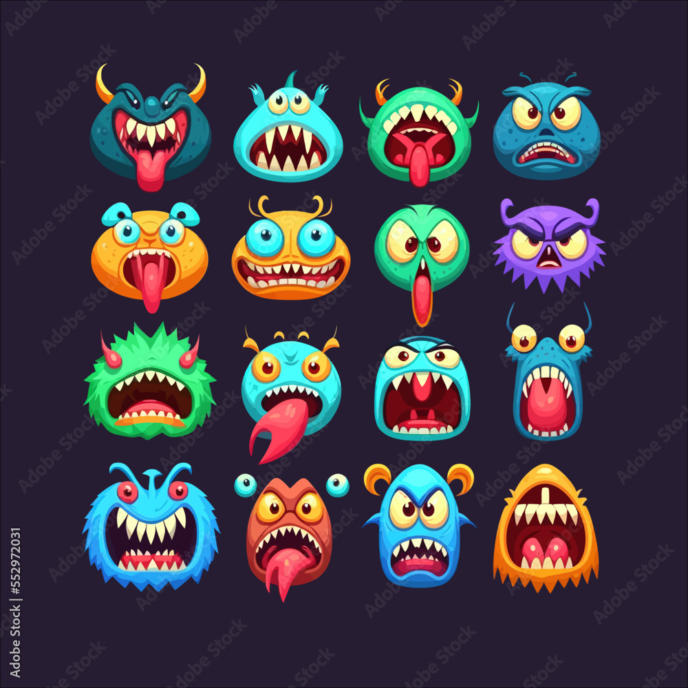 Scary Monster Face Cartoon
