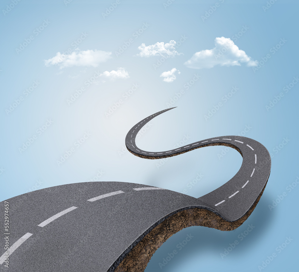 Isolated 3d road isolated on abstract background. Floating Road with ...