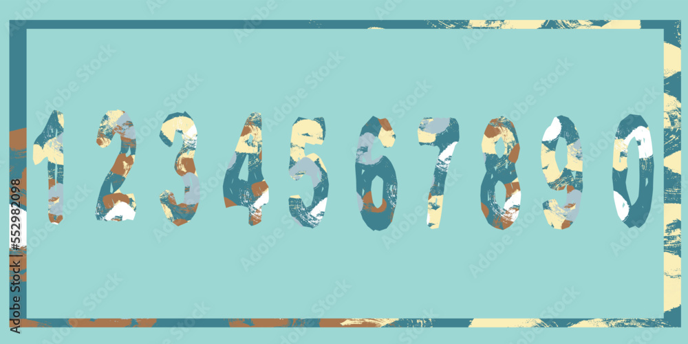 Vecteur Stock number vector in military colors. numbers with vintage ...