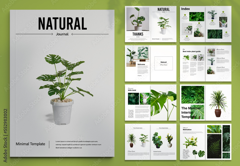 Natural Journal Layout with Green Accent Stock Template | Adobe Stock