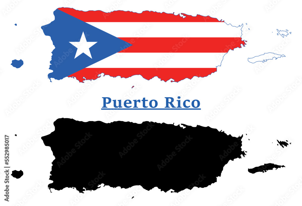Puerto Rico National Flag Map Design, Illustration Of Puerto Rico ...