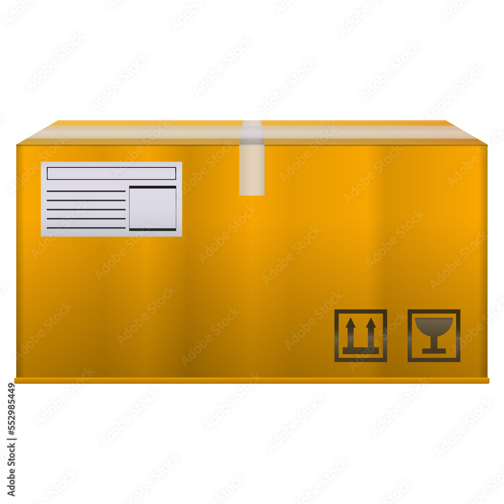 Cardboard box with signs isolated in realistic style. Colorful PNG ...