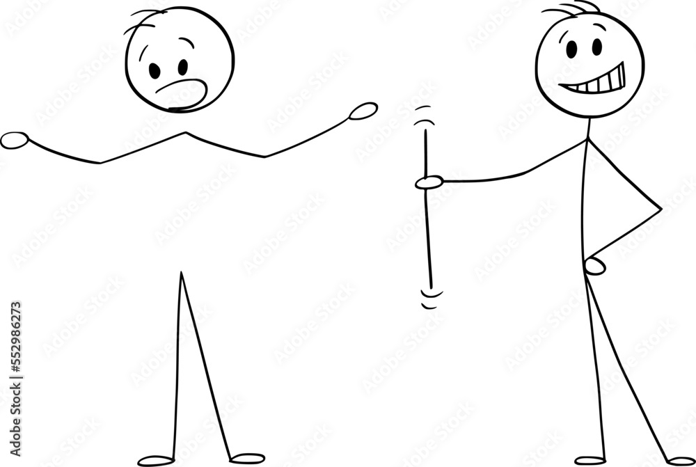 Person Holding Body or Back of Another Person , Vector Cartoon Stick ...