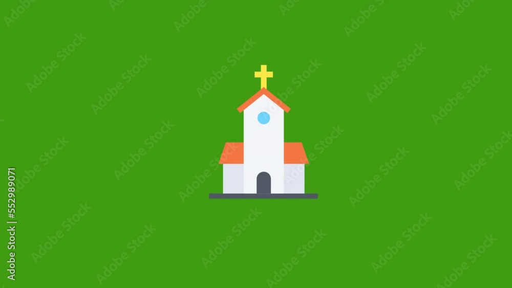 church icon animation.green Transparent Background.Chroma key. Stock ...
