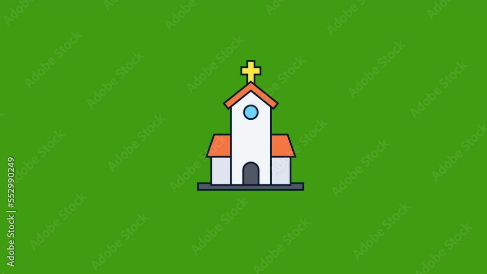 church icon animation.green Transparent Background.Chroma key. Stock ...