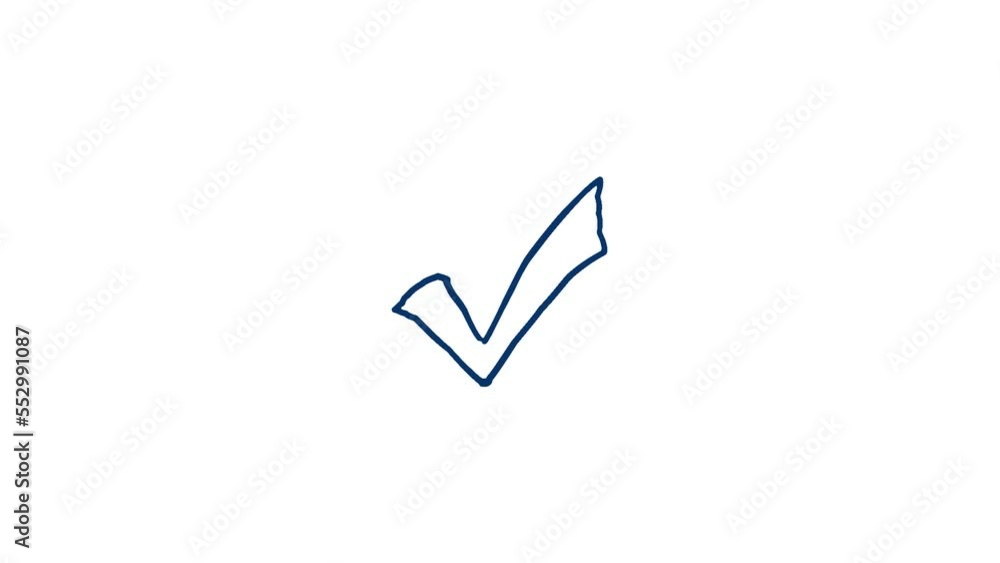 Animated Icon Check Mark in hand drawn doodle style on transparent ...