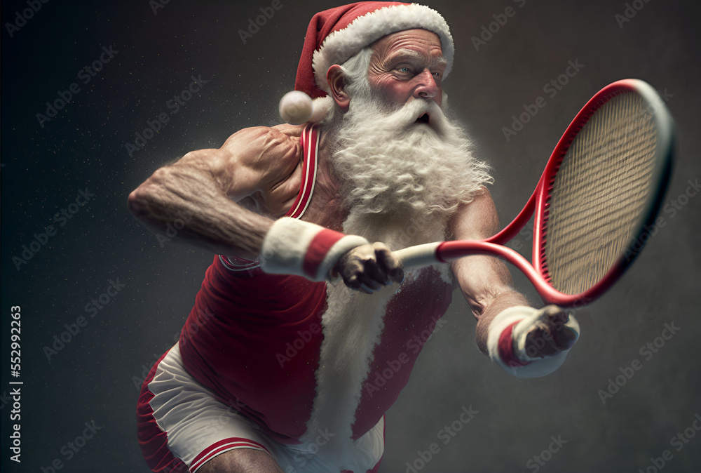 Santa Playing Tennis, A Fictional Character, Generative AI Stock ...