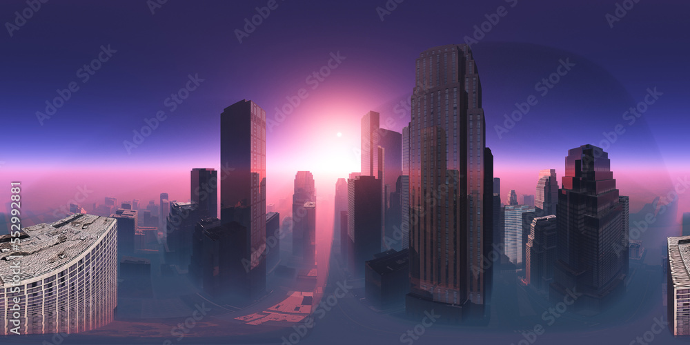 Panorama of the city. HDRI, environment map , Round panorama, spherical ...